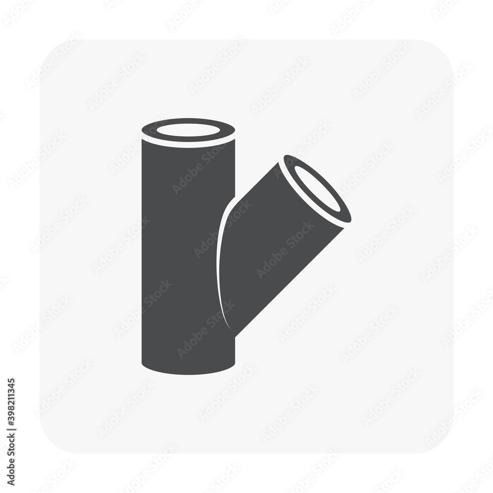 PVC plastic pipe fitting vector icon. 3 way 45 Degree (WYE) with slip ...