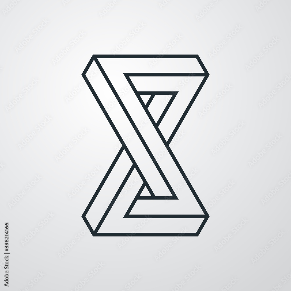 Logotipo símbolo infinito 3d triangular en perspectiva imposible con ...