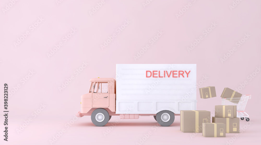 3D Online express delivery service concept, fast response delivery by ...