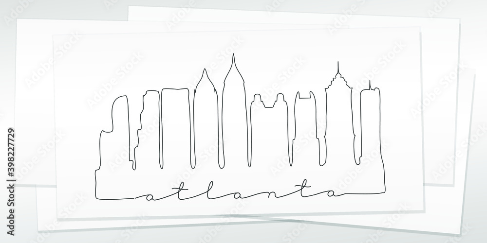Atlanta, GA, USA Doodle Skyline Hand Drawn. City One Line Art ...