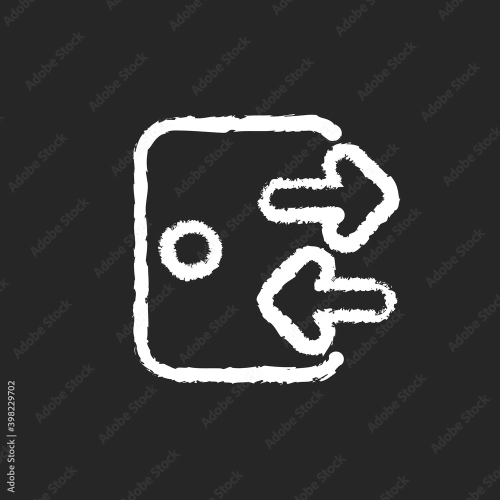 Log in and out chalk white icon on black background. Sign in form ...