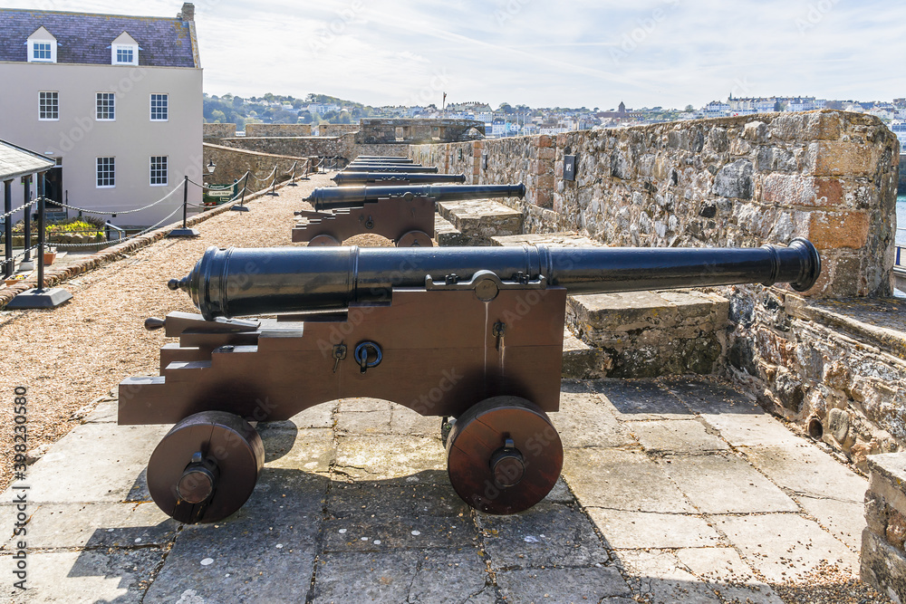 View of Castle Cornet. Castle Cornet has guarded Saint Peter Port for ...