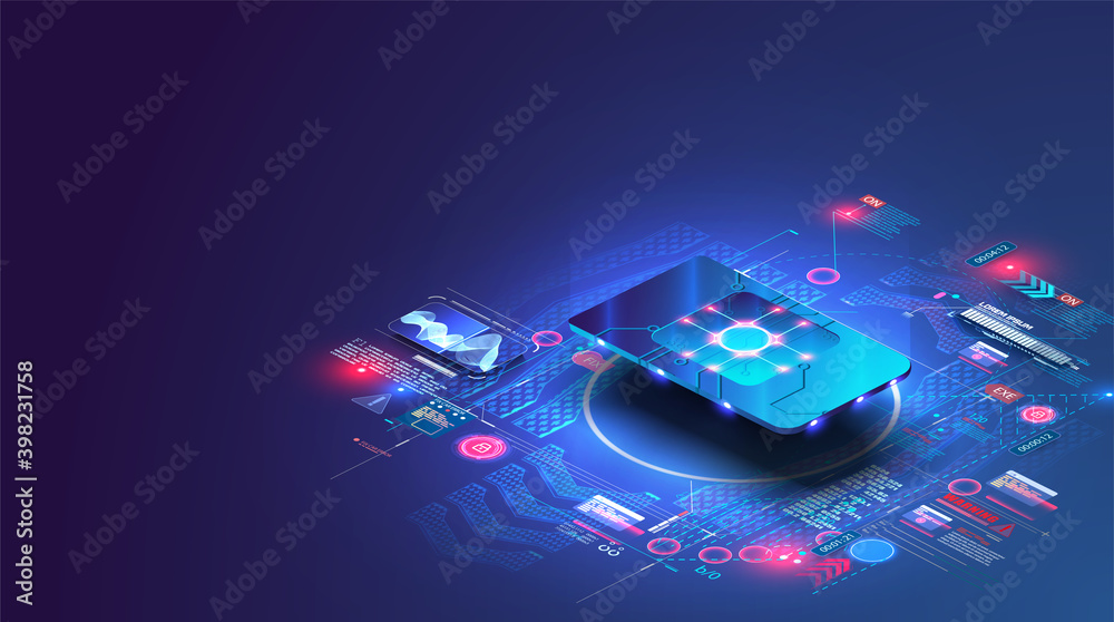 eSIM card chip sign. Embedded SIM concept. New mobile communication ...