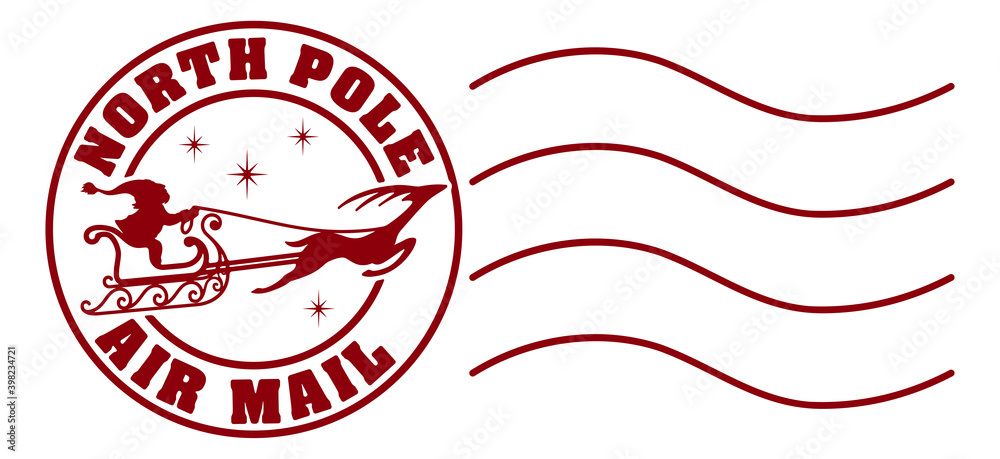 Santa Claus Christmas letter postage stamp post mark or postmark ...