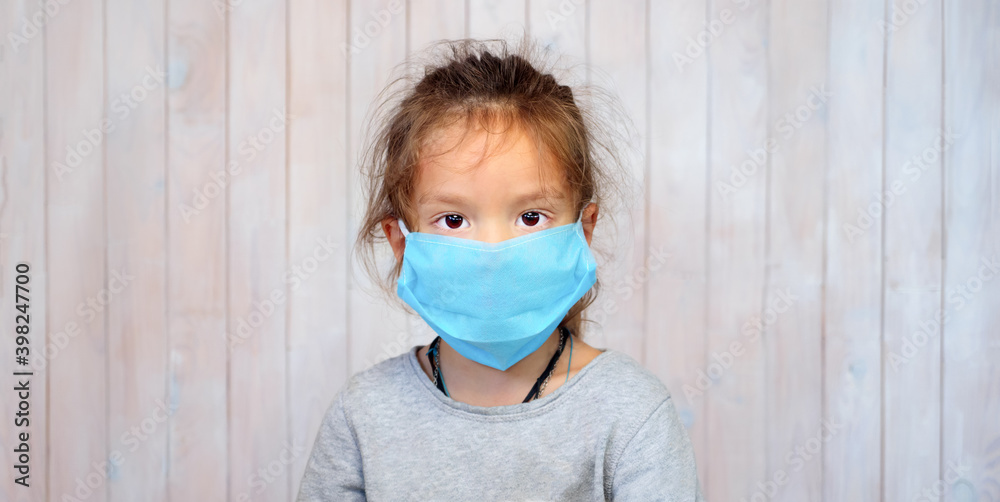Baby Girl in Medical Mask. Children and Coronavirus. Five Years Old ...