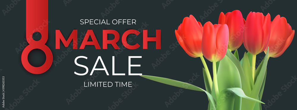 8 March sale banner Background Design. Template for advertising, web ...