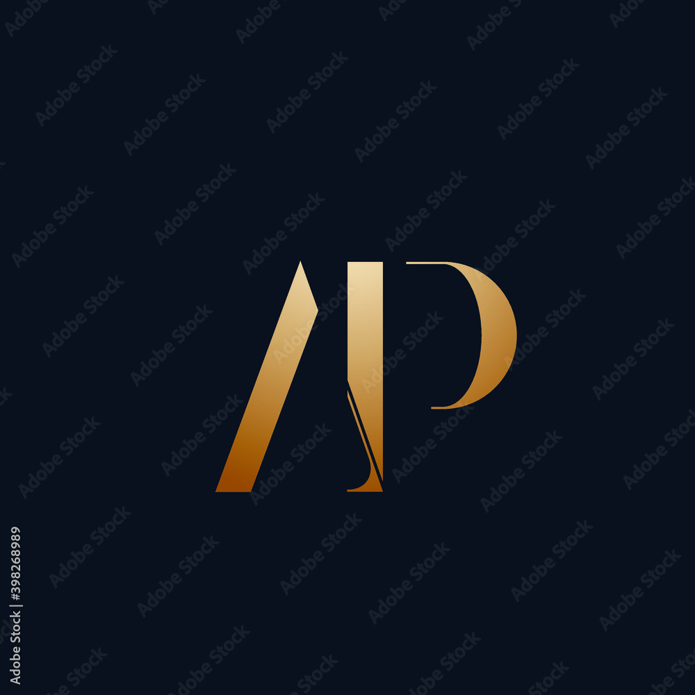 AP monogram logo.Abstract luxury typographic icon.Serif letter a and ...