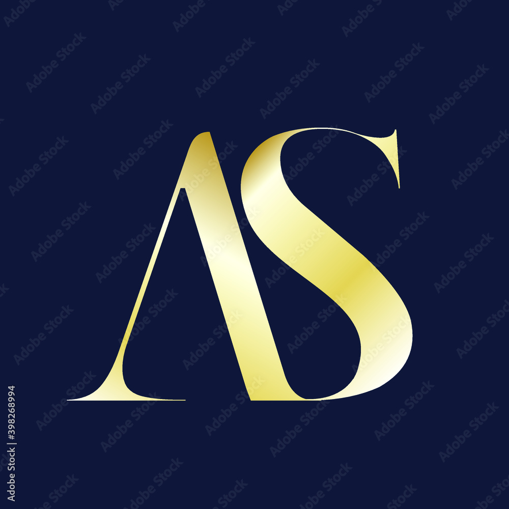 AS monogram logo.Abstract luxury typographic icon.Serif letter a and ...