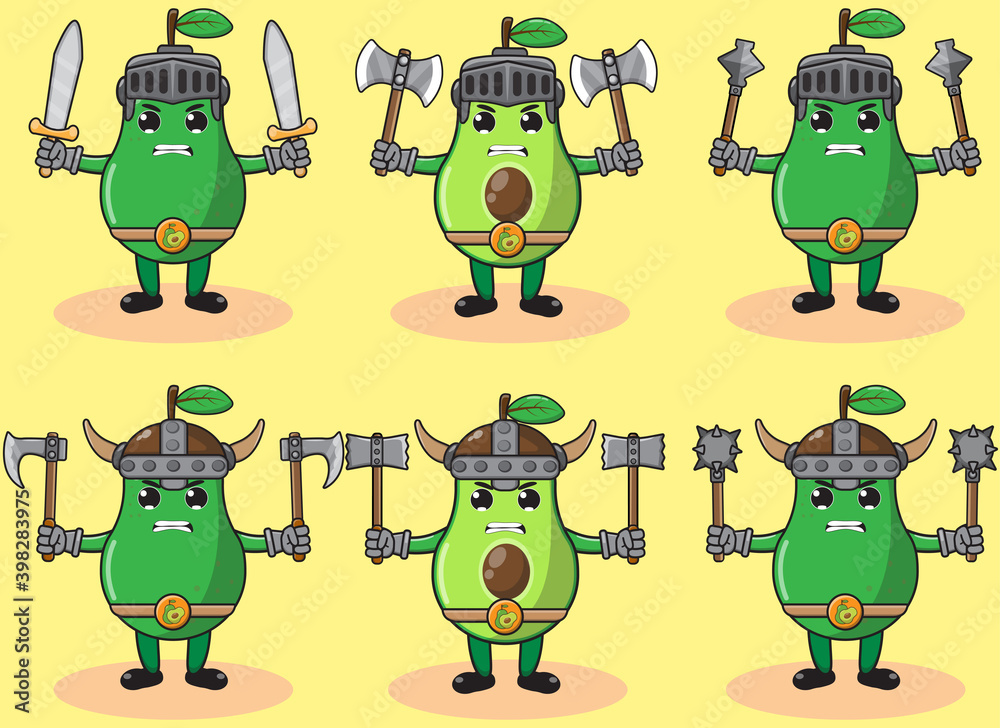Illustration vector graphic cartoon character of Avocado knight and ...