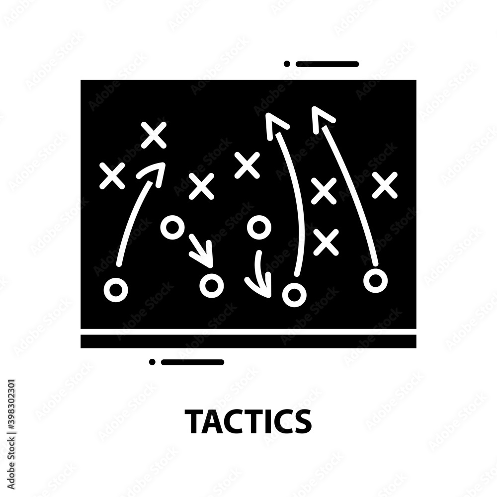 tactics icon, black vector sign with editable strokes, concept ...