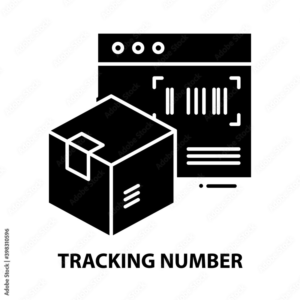 tracking number symbol icon, black vector sign with editable strokes ...