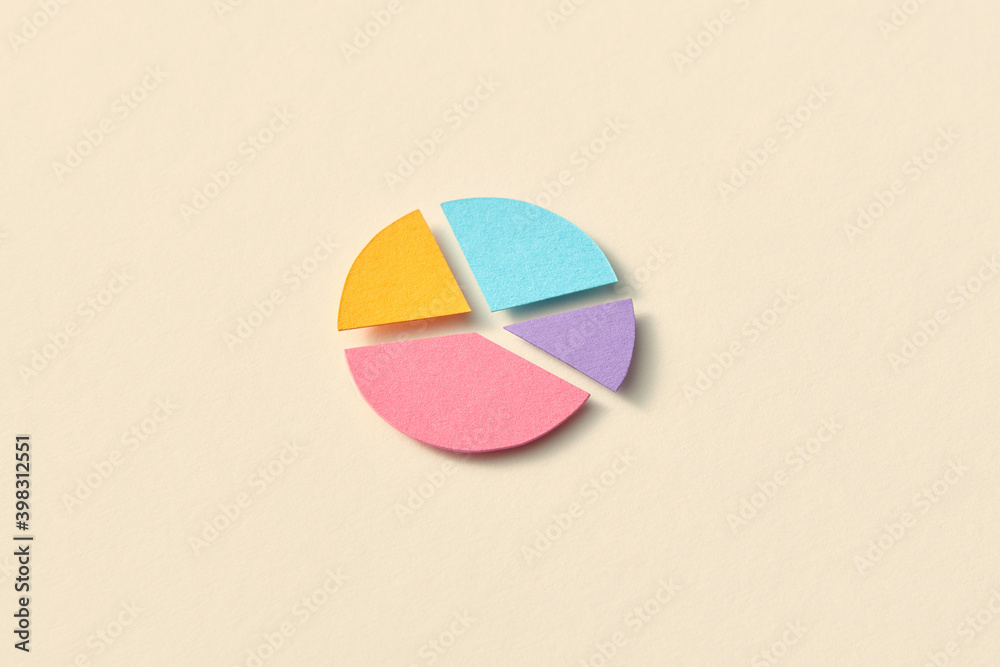 Colorful papercraft round pie chart. Stock Photo | Adobe Stock