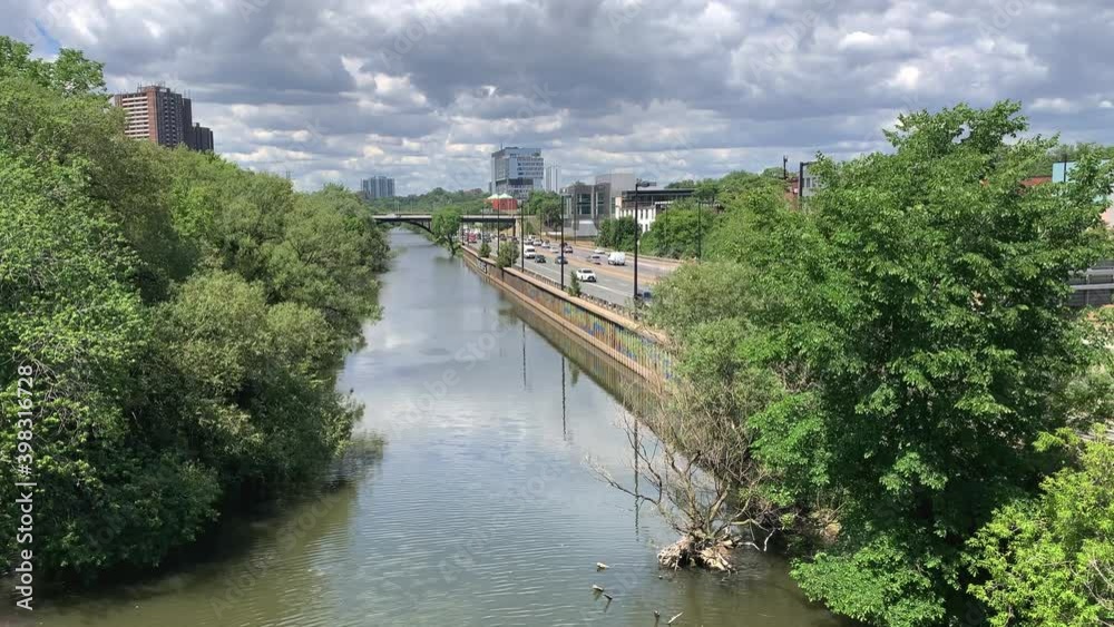 The Don Valley River runs along the west side of the DVP Expressway in ...