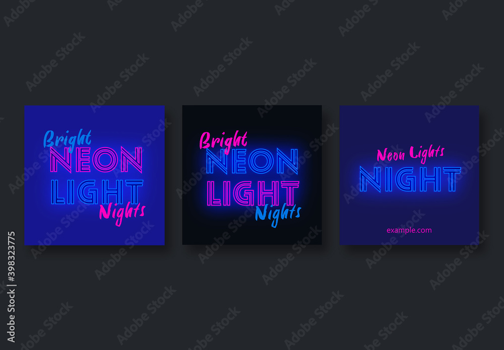 Text Effect Social Post Layout Set Stock Template | Adobe Stock