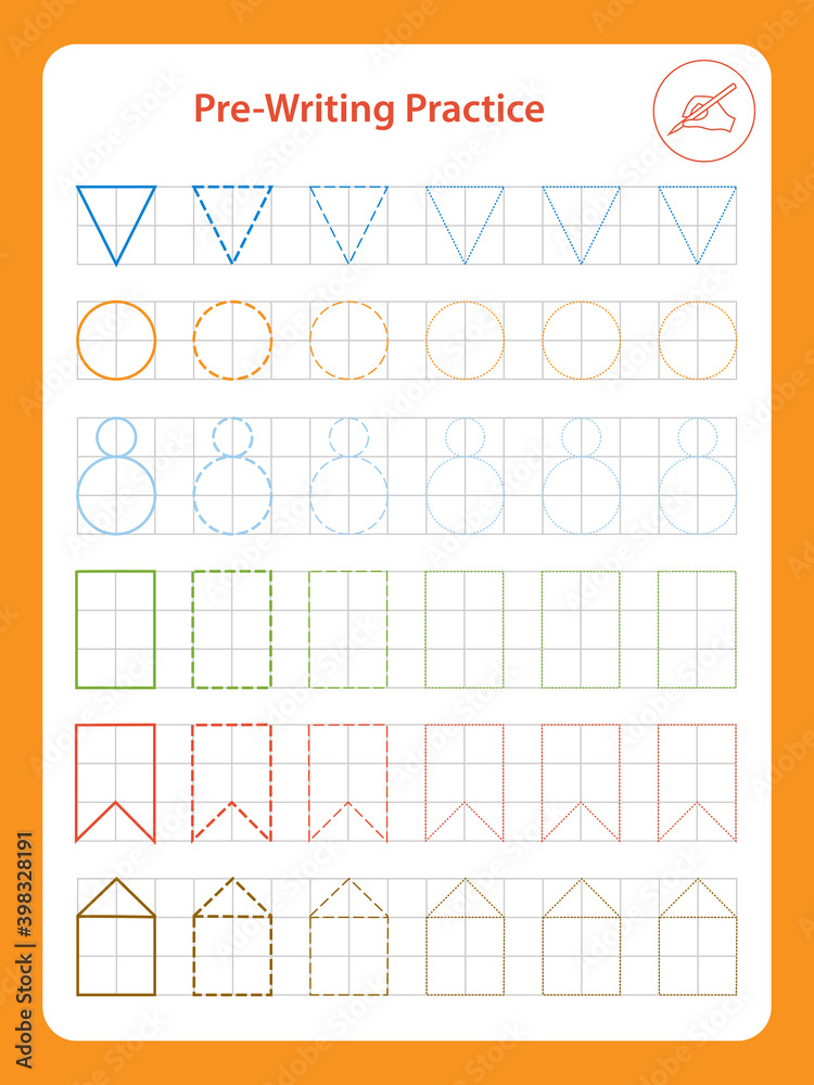 Tracing practice for kids. Preschool or kindergarten handwriting ...