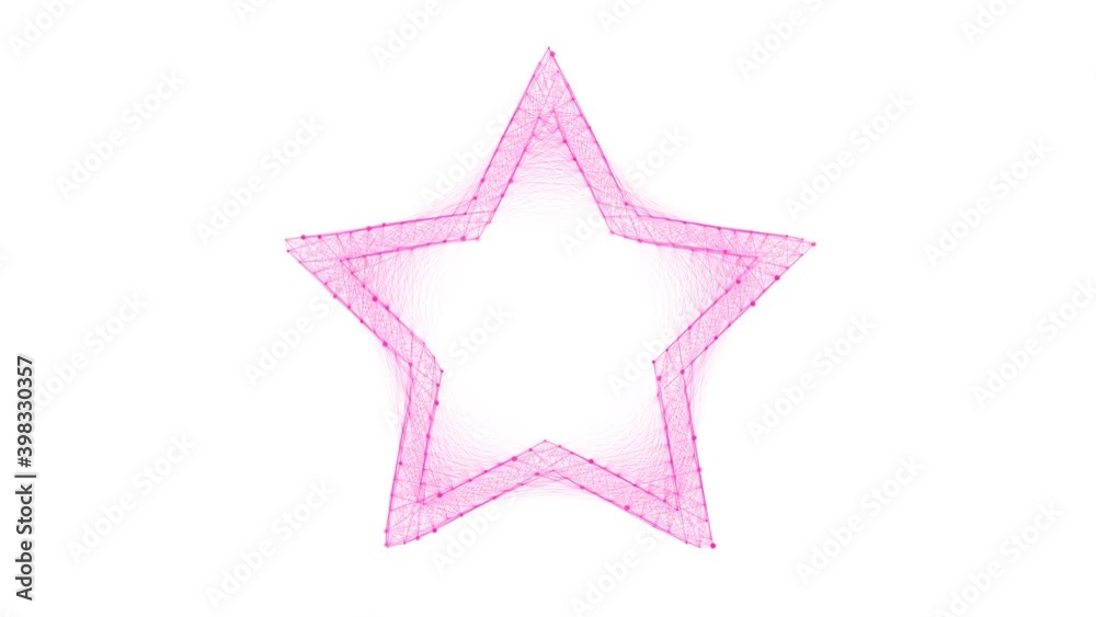 Abstract animation of pink glitter christmas star outline shape made of ...