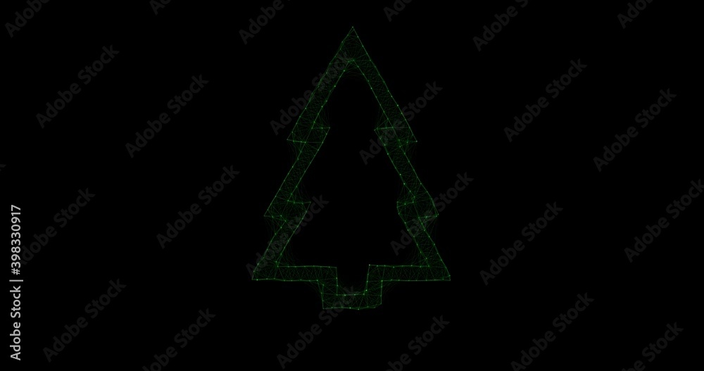 Abstract animation of a green glitter christmas tree outline shape made ...