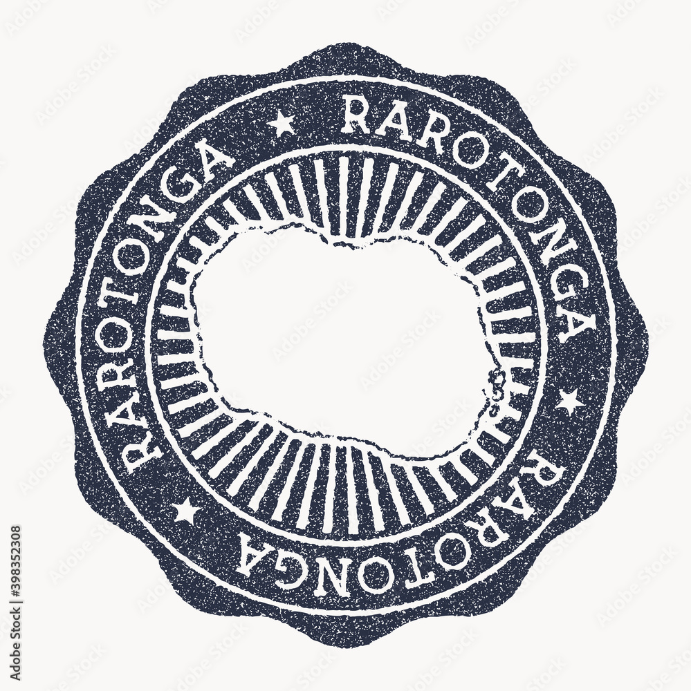 Rarotonga stamp. Travel rubber stamp with the name and map of island ...