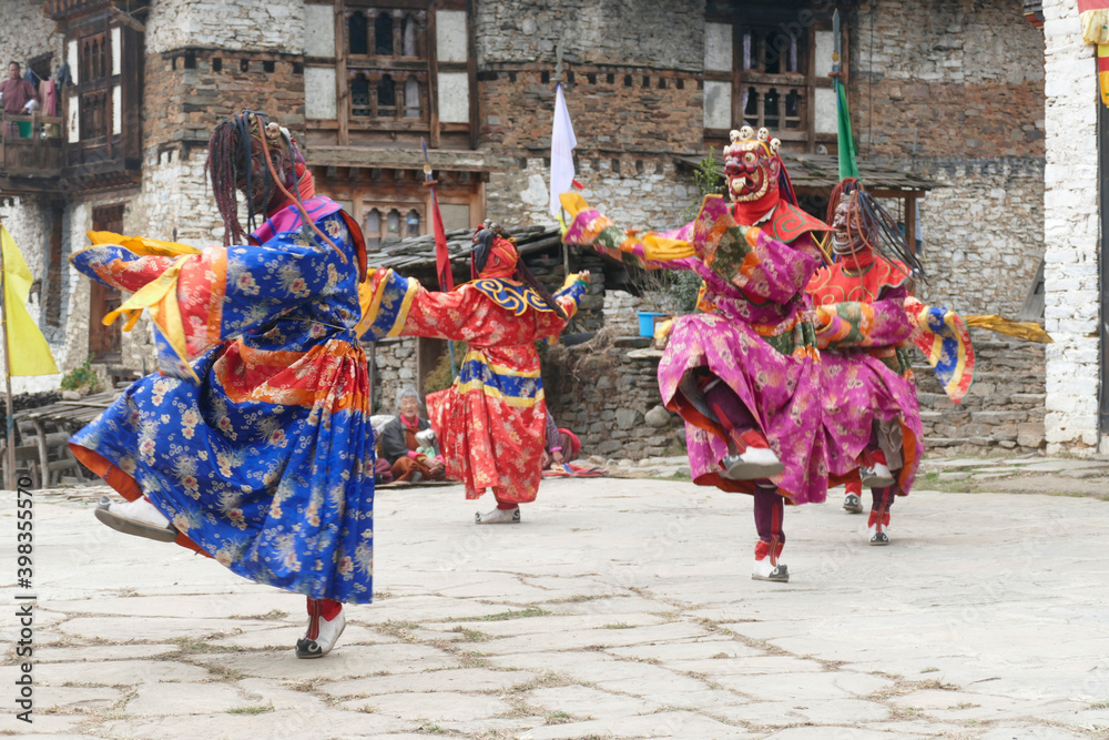 Tsholing cham wrathful deities dance to purify the ground Stock Photo ...