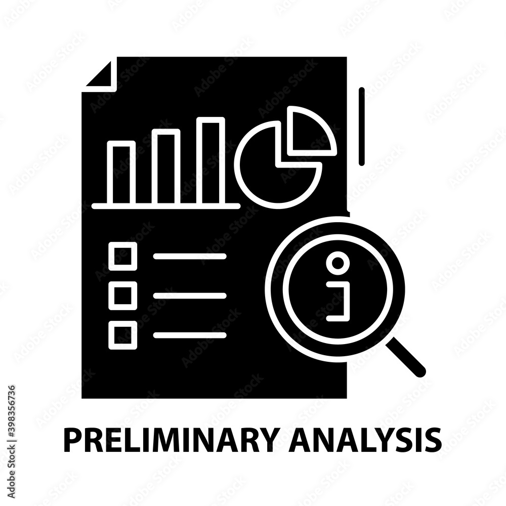 preliminary analysis icon, black vector sign with editable strokes ...