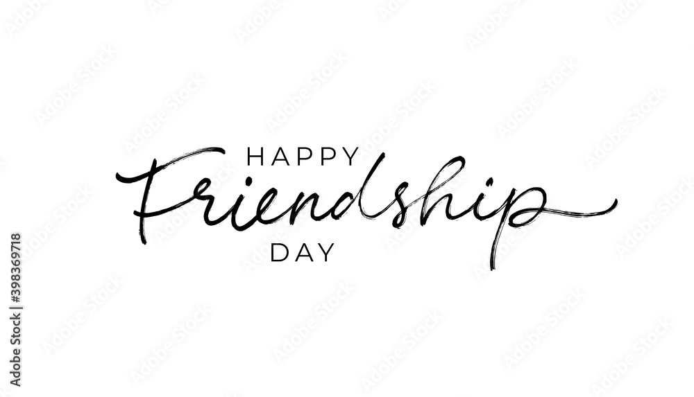 Happy Friendship day vector typographic design. Hand drawn modern line ...