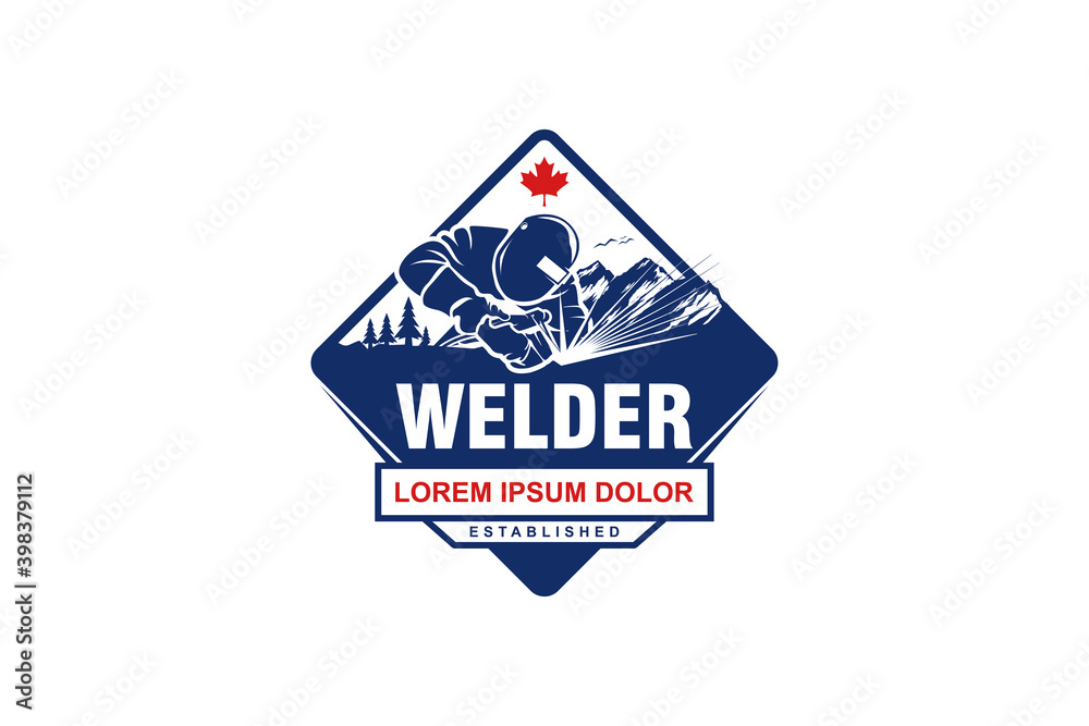 Welding logo welder metal work icon design, welder emblem, welding icon ...