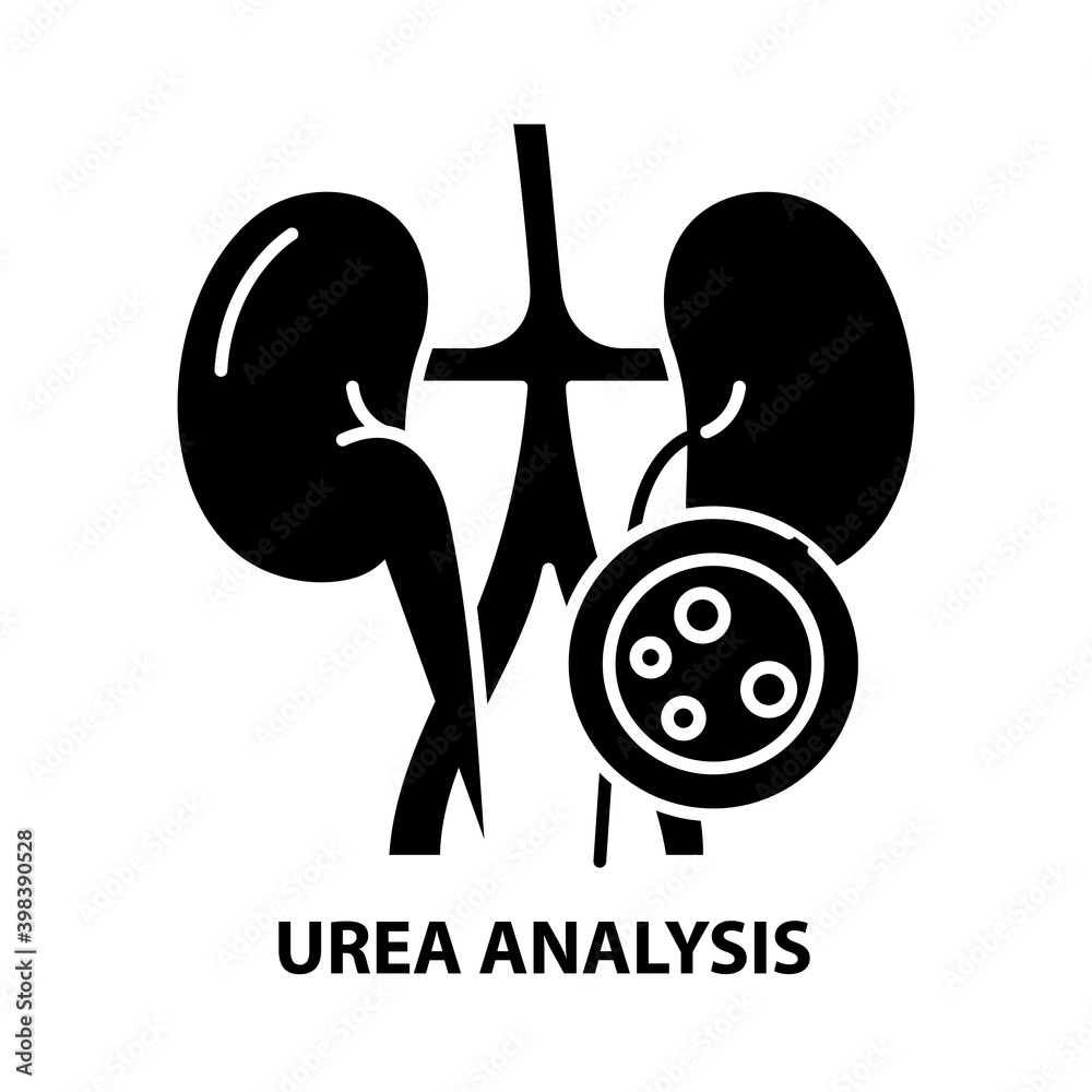urea analysis icon, black vector sign with editable strokes, concept ...