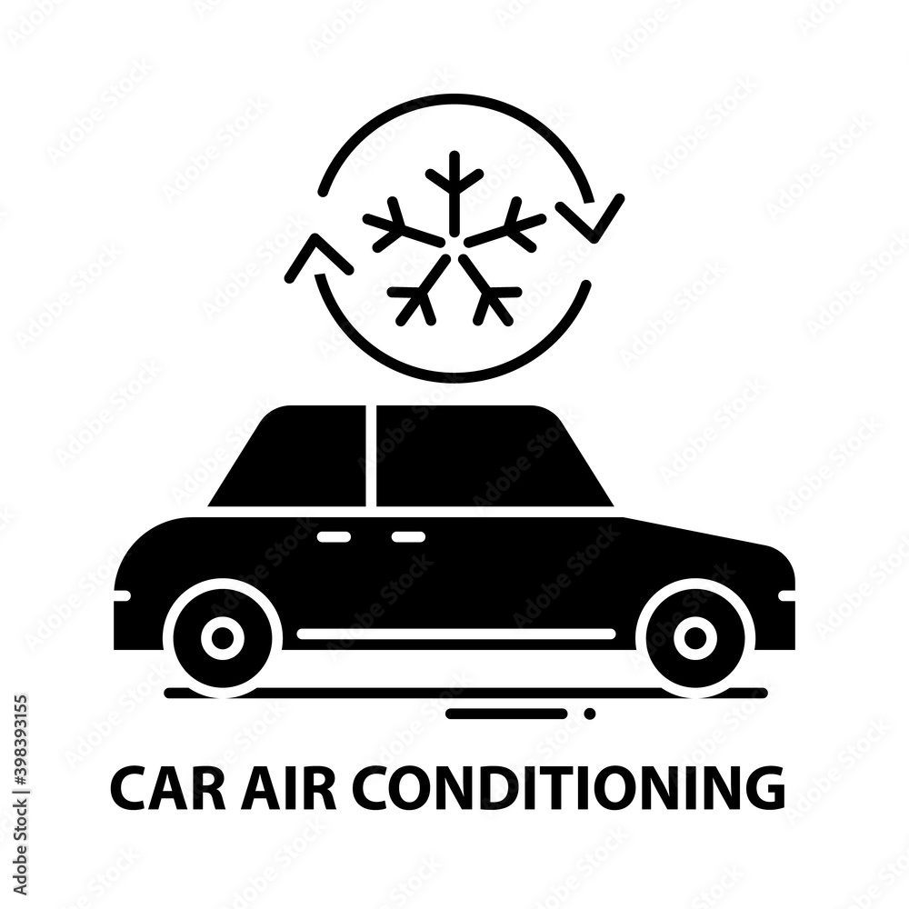 car air conditioning icon, black vector sign with editable strokes ...