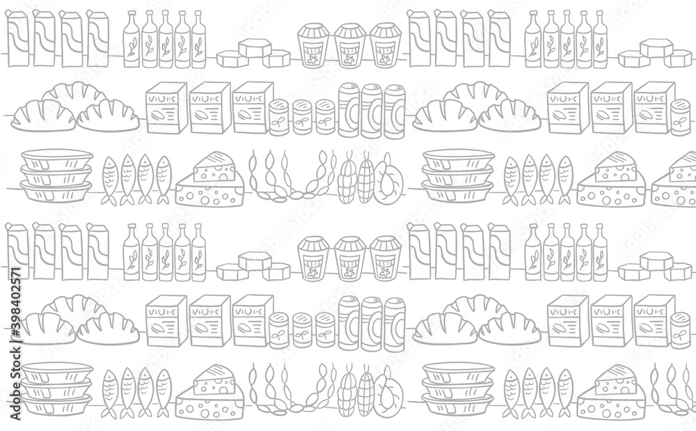 Supermarket pattern background. Grocery retail. Shop store. Showcase ...
