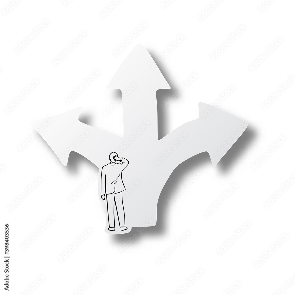 Vector illustration black line hand drawn of confused businessman ...