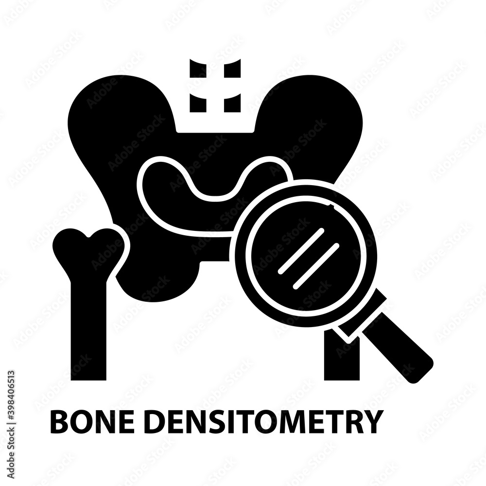 bone densitometry icon, black vector sign with editable strokes ...