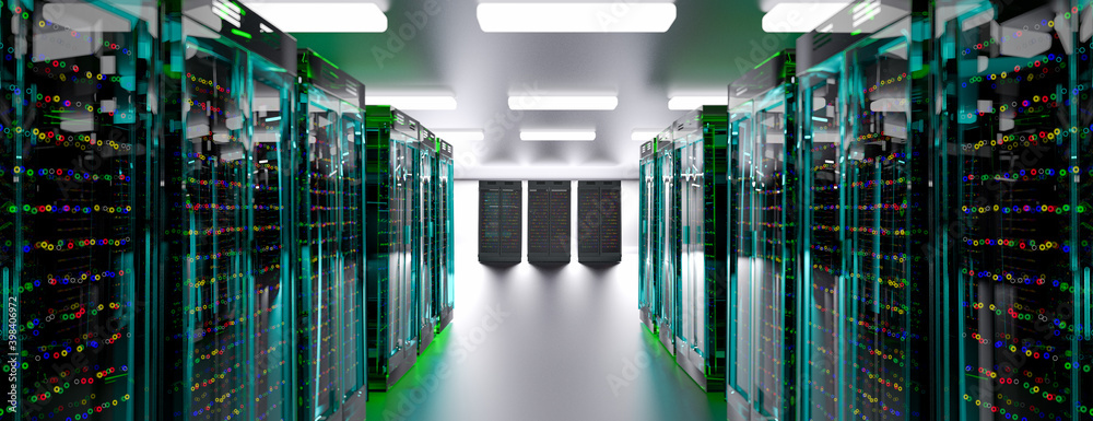 Server room data center. Backup, mining, hosting, mainframe, farm and ...