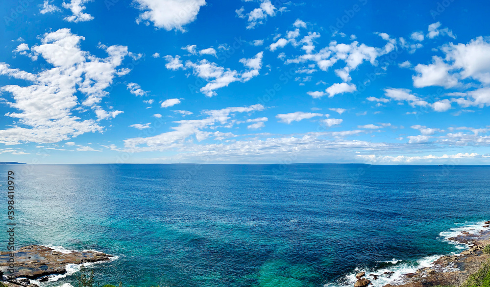 Full HD wallpaper background crystal clear sea, blue sky with white ...
