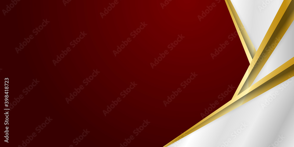 Abstract red and white background with gold lines. Modern gold red ...