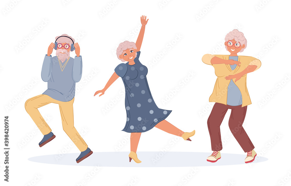 Old dancing people. An elderly man and woman senior age person dance ...