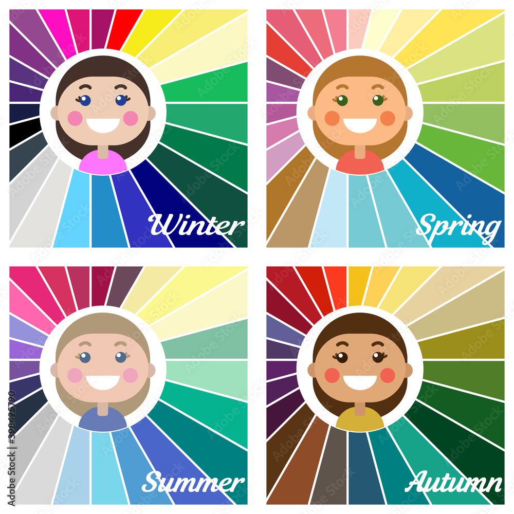 Stock vector seasonal color analysis palettes for different types of ...