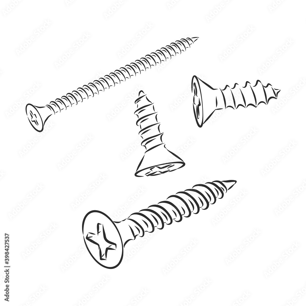 screw vector sketch illustration. Screw vector sketch icon isolated on ...