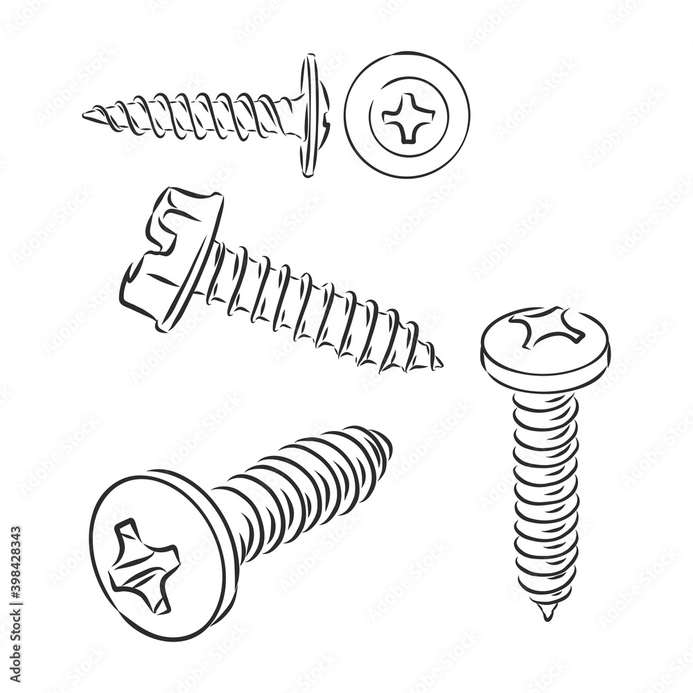 screw vector sketch illustration. Screw vector sketch icon isolated on ...