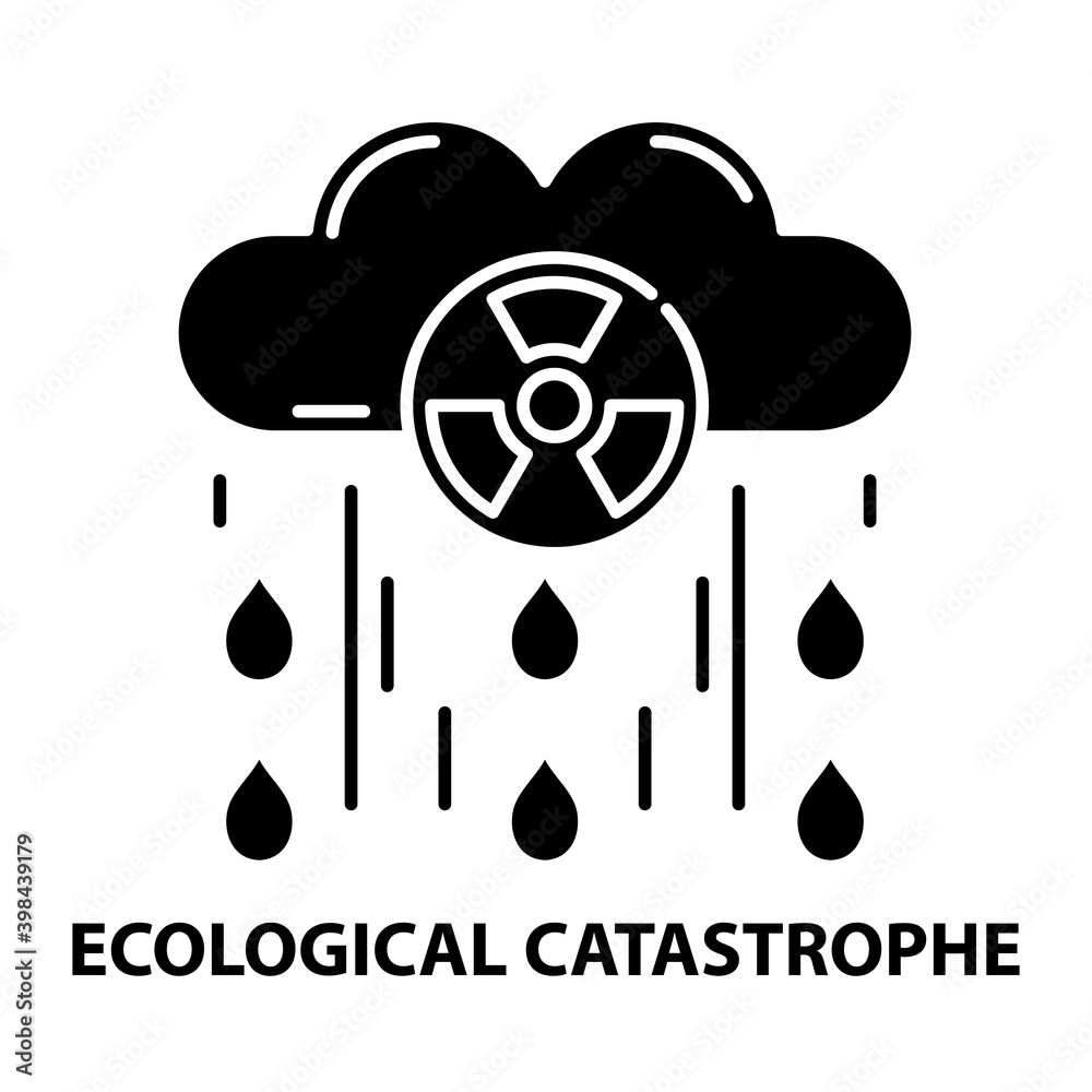 ecological catastrophe icon, black vector sign with editable strokes ...