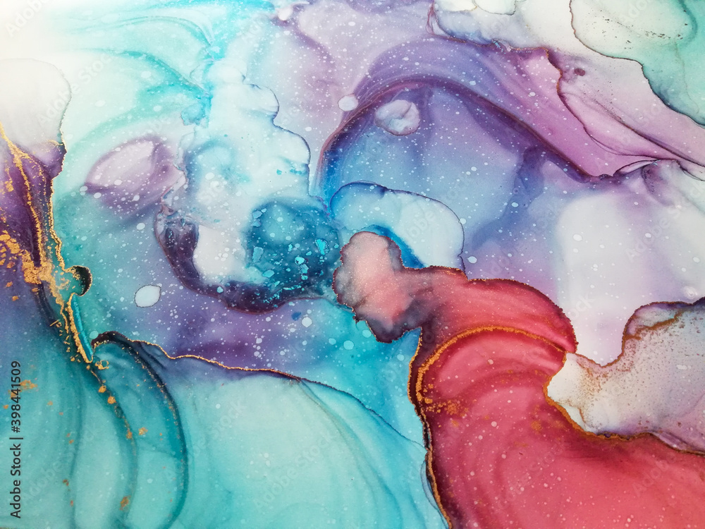 Rainbow Cloude Background. Alcohol Ink Pattern. Indigo Alcohol. Blue ...