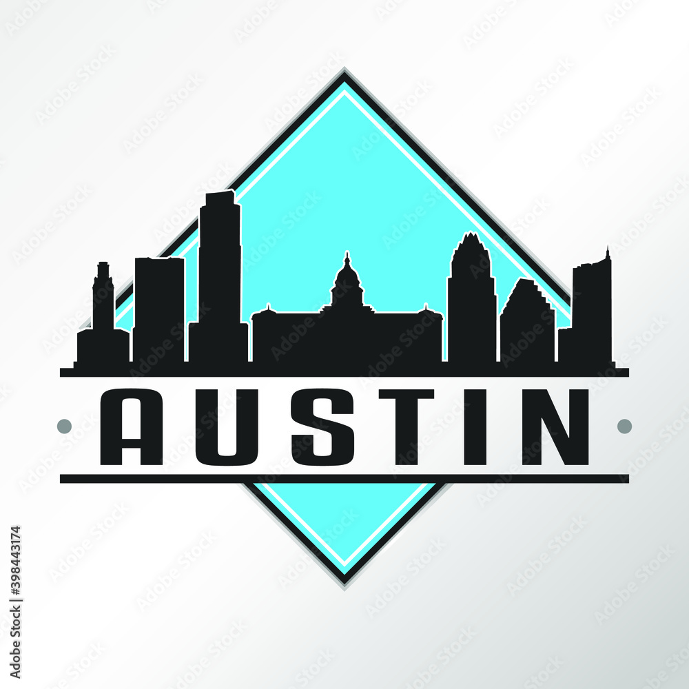 Austin Texas Skyline Logo. Adventure Landscape Design. Vector ...