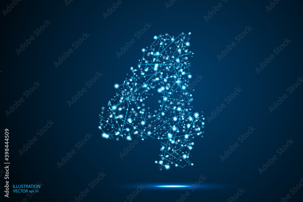 Abstract number four, figure 4, consisting of triangles, circles, spots ...