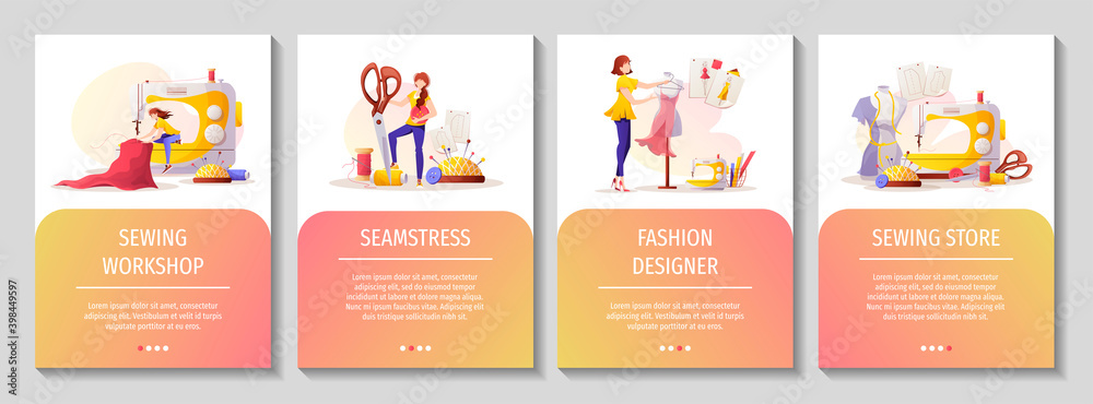 Set of A4 flyers for sewing workshop or courses, seamstress, fashion ...