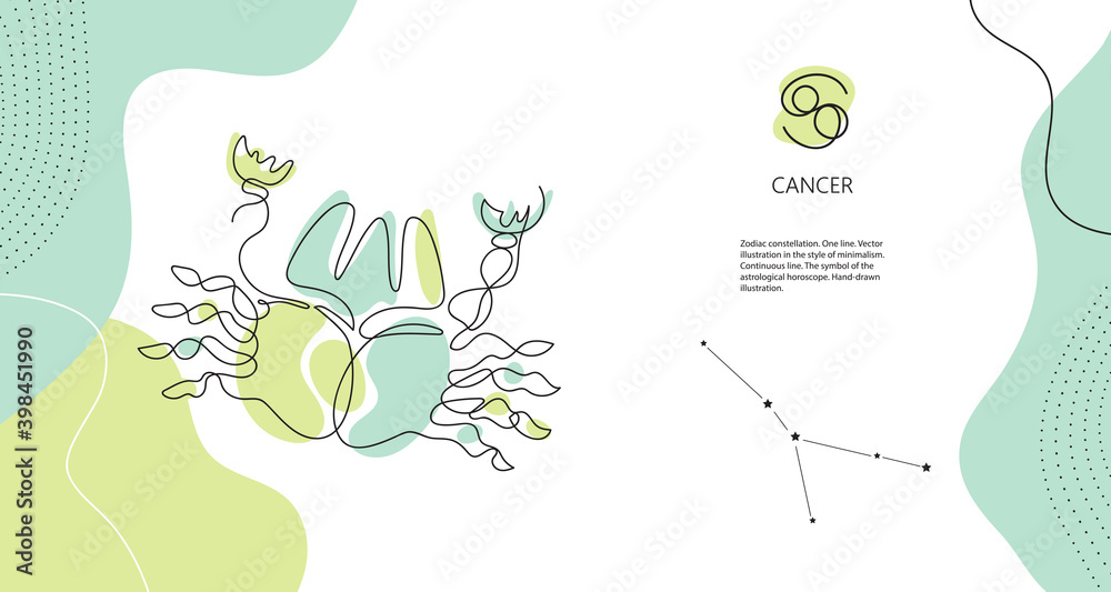 Zodiac background. Cancer constellation. The element of water ...