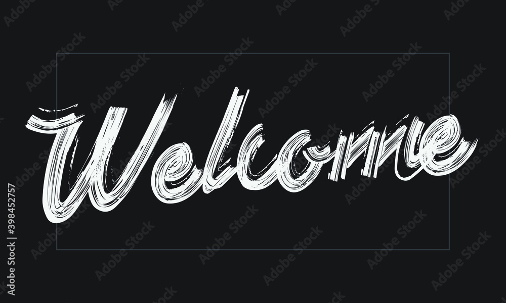 Welcome Typography Handwritten modern brush lettering words in white ...