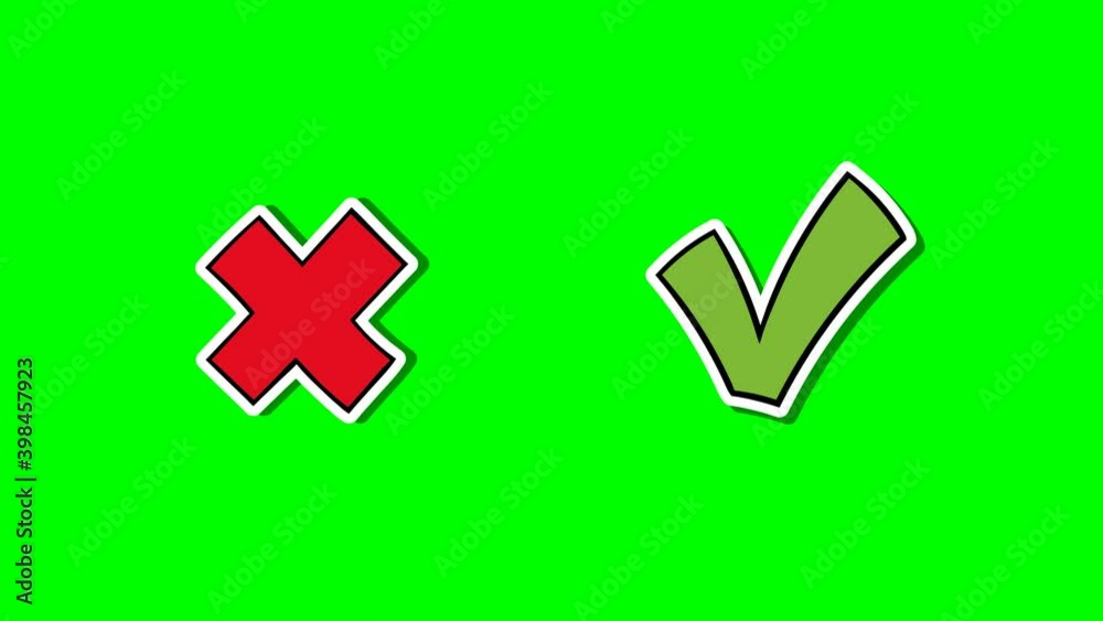 Tick and cross. Check mark and cross in cartoon style.Alpha channel ...