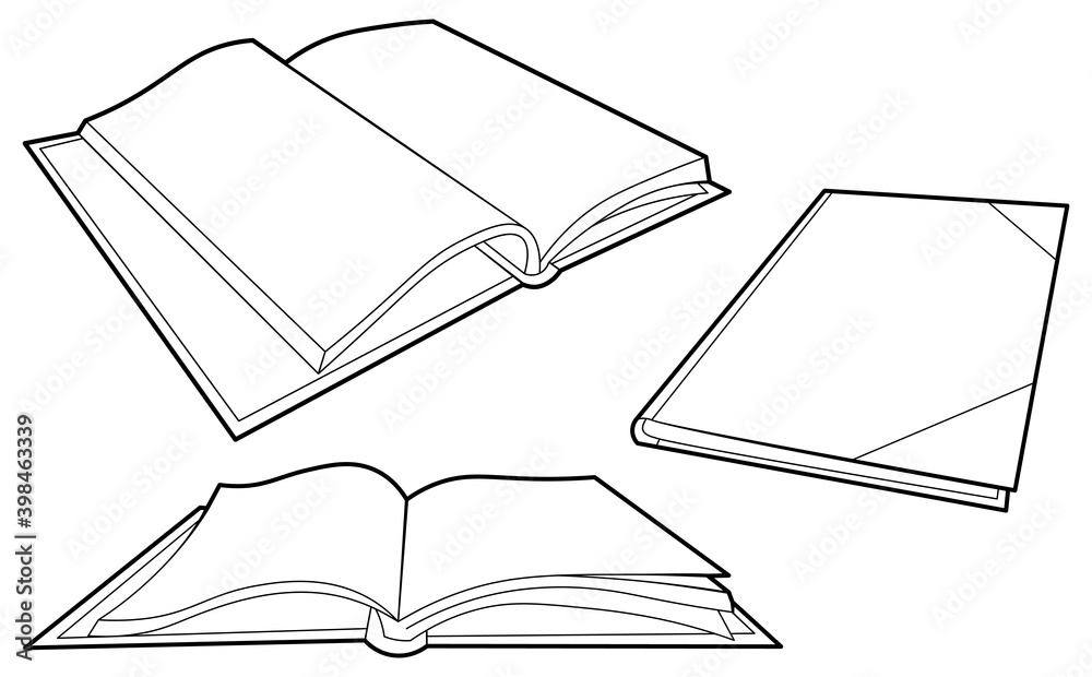 Books opened and closed with blank pages clipart set isolated ...