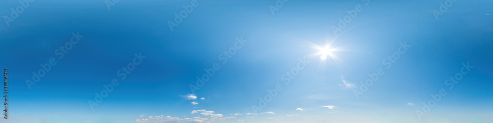 Seamless panorama of clear sky in spherical equirectangular format with ...