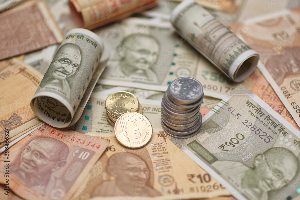 Indian currency and Coins Stock Photo | Adobe Stock
