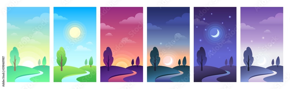 Countryside landscape in parts of day time. Sky and field daytime ...
